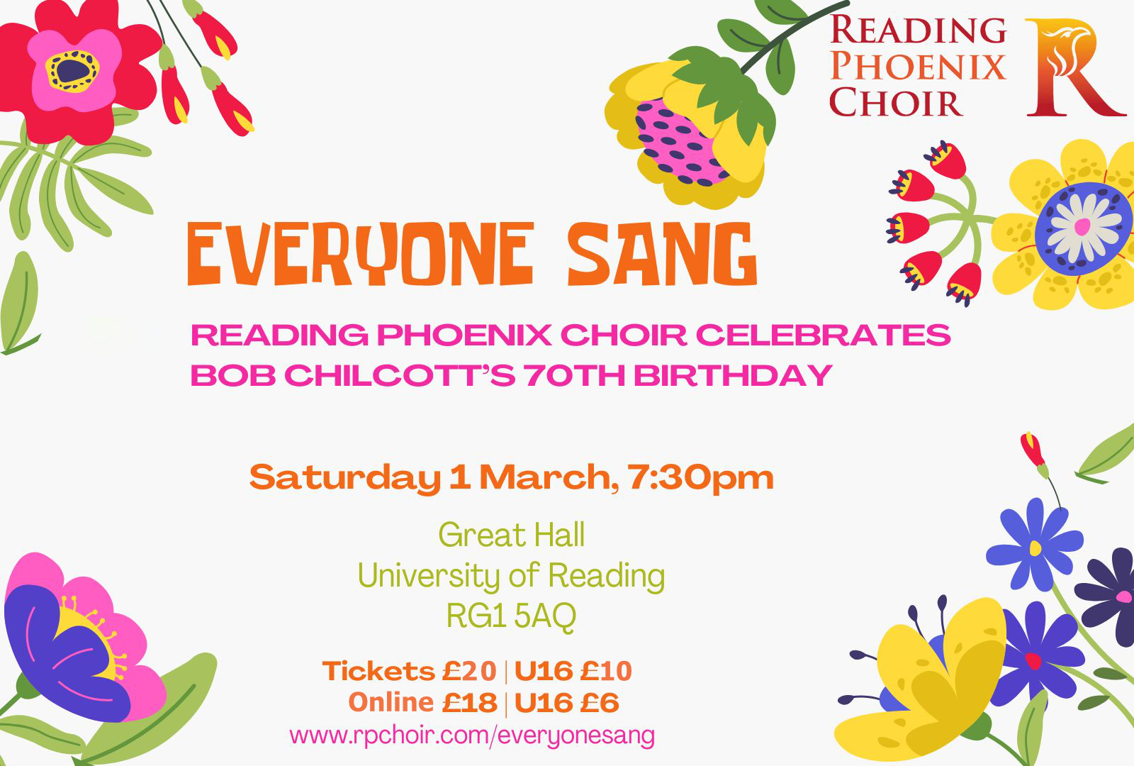 Reading Phoenix Choir - 01/03/2025 7:30pm - Concert - Everyone Sang